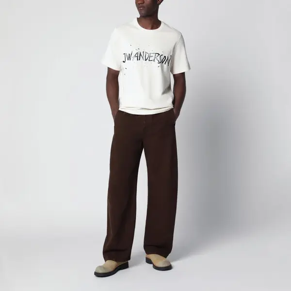 JW Anderson Circular T-shirt In Ecru Cotton