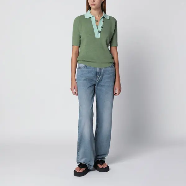 JW Anderson Cotton-blend Waffle-knit Polo Shirt - Green