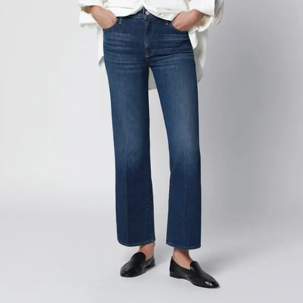 MOTHER The Lil Kick It Jeans In Dark Washed Denim - Blue