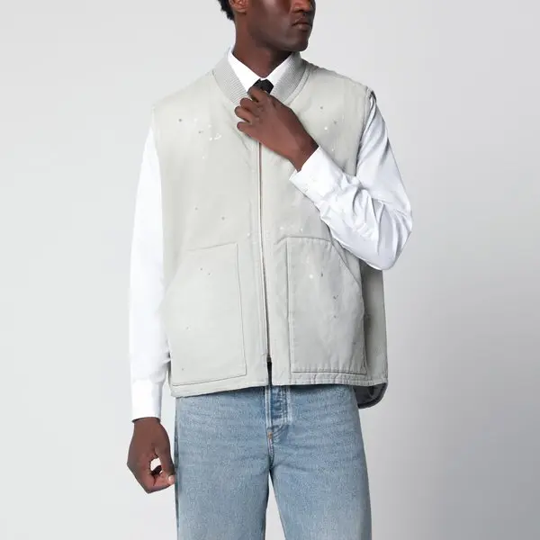 MAISON MARGIELA Cotton Canvas Vest With Paint Effect - Grey