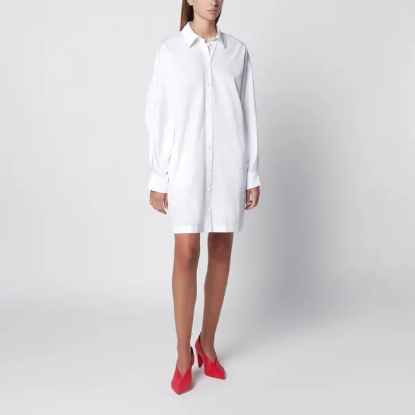 Loewe Cotton Poplin Batwing Sleeve Shirt Dress - White