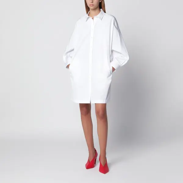 Loewe Cotton Poplin Batwing Sleeve Shirt Dress - White