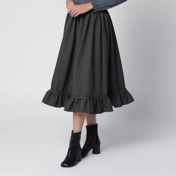 MAISON MARGIELA Ruffled Flounce Hem Midi Skirt