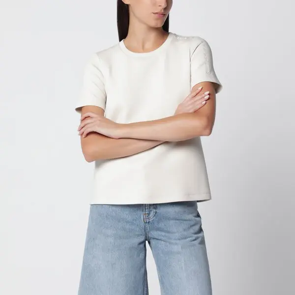 Max Mara Cotton-blend T-shirt With Embroidered Logo