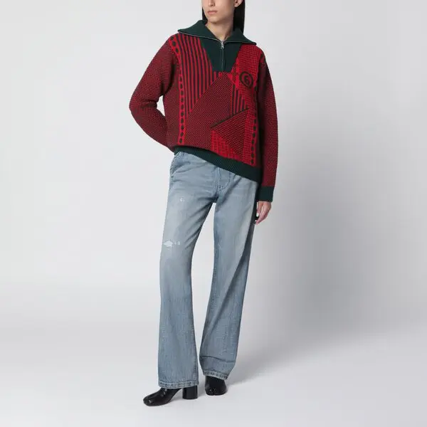 MAISON MARGIELA Geometric Jacquard Knit Sweater - Green