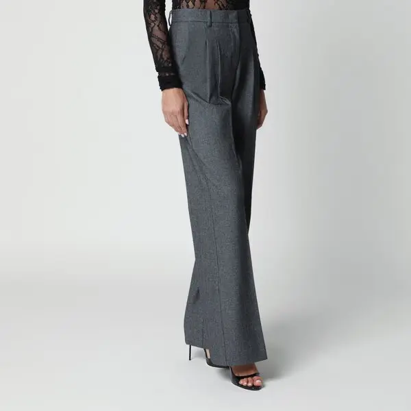 Andamane Mélange Wide-leg Tailored Trousers - Grey