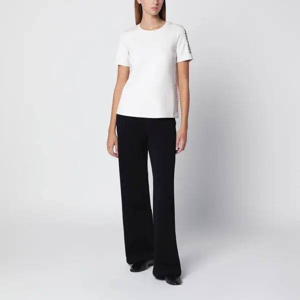 Max Mara Cru Cotton-blend T-shirt With Embroidered Logo - Beige