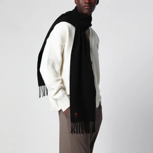 AMI Paris De Coeur Wool Scarf