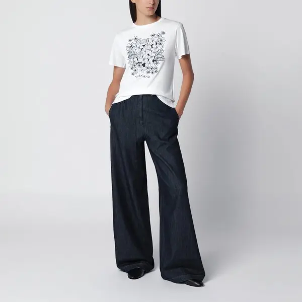 Max Mara Cotton Jersey T-shirt With Floral Graphic