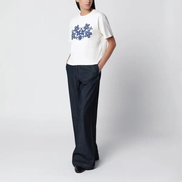 Max Mara Cru Cotton Jersey T-shirt With Embroidery