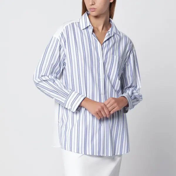 Max Mara Striped Cotton Shirt With Sangallo Insert - White
