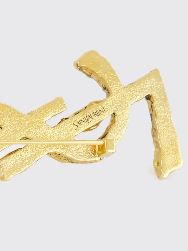 Saint Laurent Monogram Jewel Brooch In -tone Brass