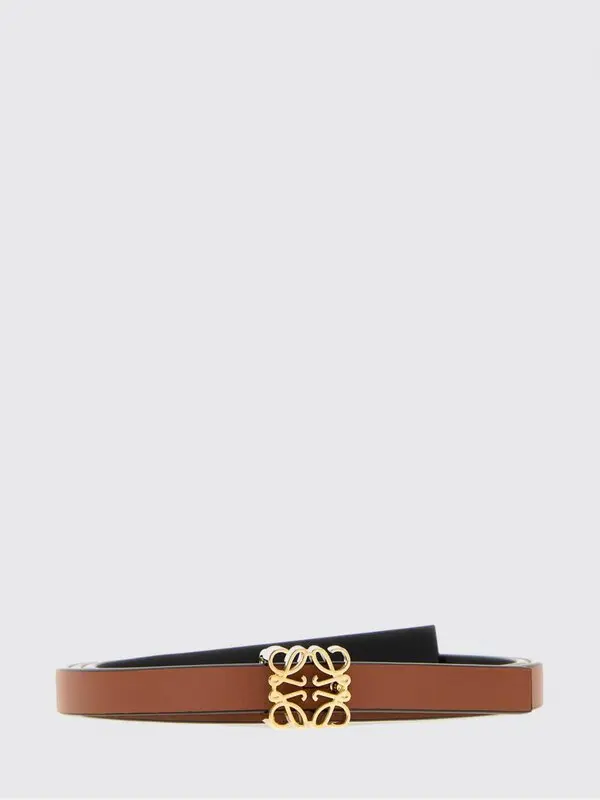 Loewe Leather Belt With Gold Tone Anagram Buckle - Black