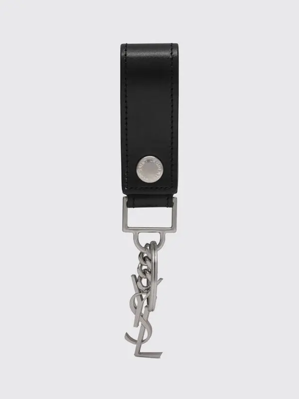 Saint Laurent Leather Keyring With Charm - Black