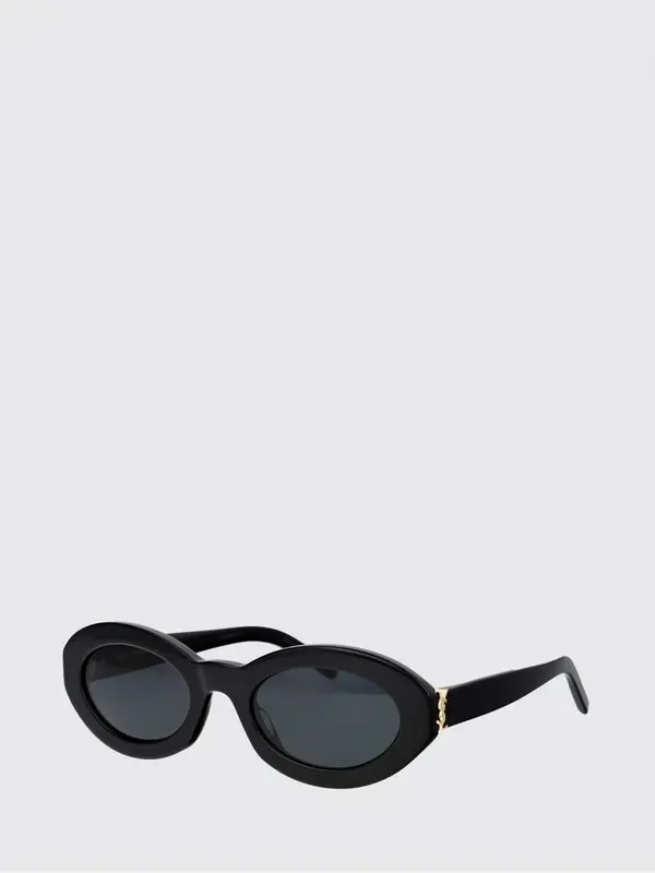 Saint Laurent Oval Sunglasses With Gold Tone Logo - Black