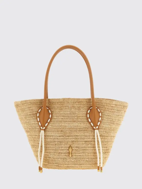 CHRISTIAN LOUBOUTIN Raffia Shoulder Bag - Cream