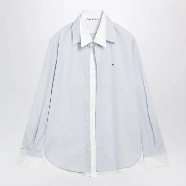 Acne Studios Layered Poplin Button-up Shirt /white - Blue