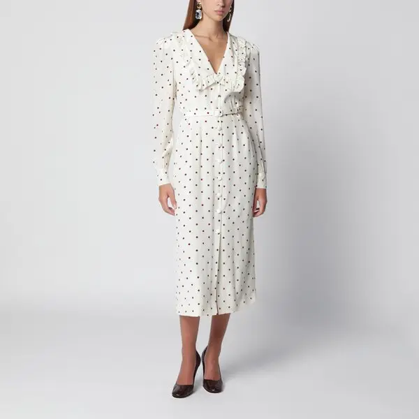 Alessandra Rich Silk Midi Dress - White