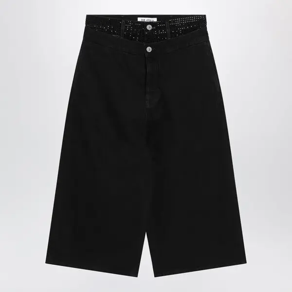 Attico Wide-leg Jeans With Crystal Embellishments - Black