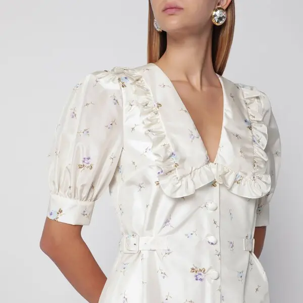 Alessandra Rich Silk Taffeta Floral Print Mini Dress