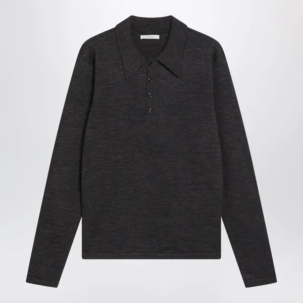 LEMAIRE Grey Long-sleeve Wool Polo Shirt