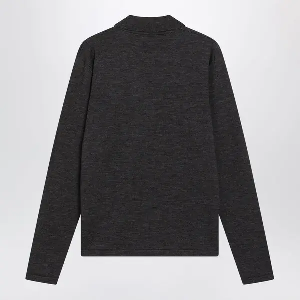 LEMAIRE Grey Long-sleeve Wool Polo Shirt - Brown