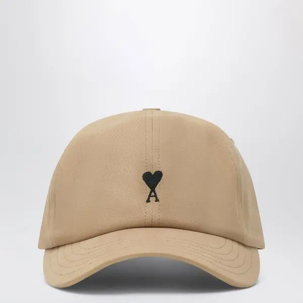 AMI Paris Beige De Coeur Baseball Cap - Cream