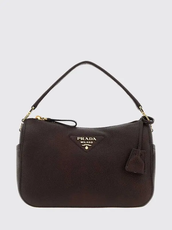 Prada Vitello Leather Handbag - Brown