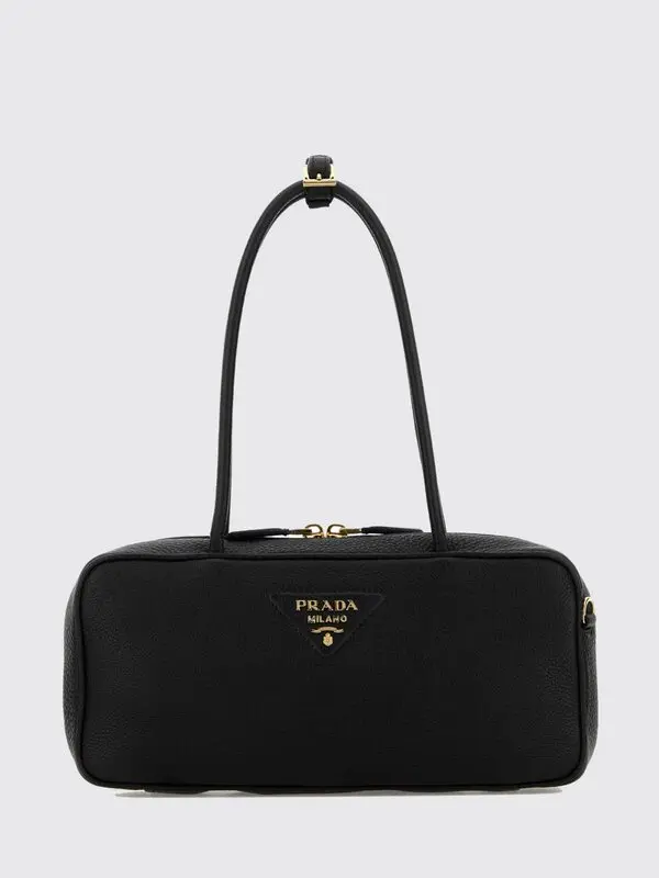 Prada Deer Leather Shoulder Bag - Black