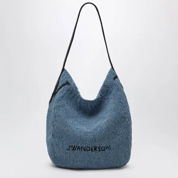 JW Anderson Small Bulb Bag In Beads And Calf Leather - Blue