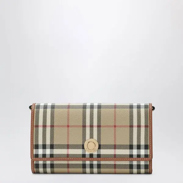 Burberry Check Chain Wallet - Cream