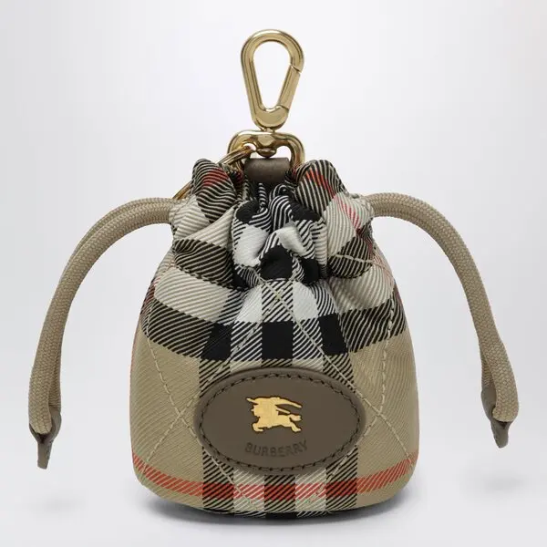 Burberry Horseshoe Bag Charm In Signature Check - Cream