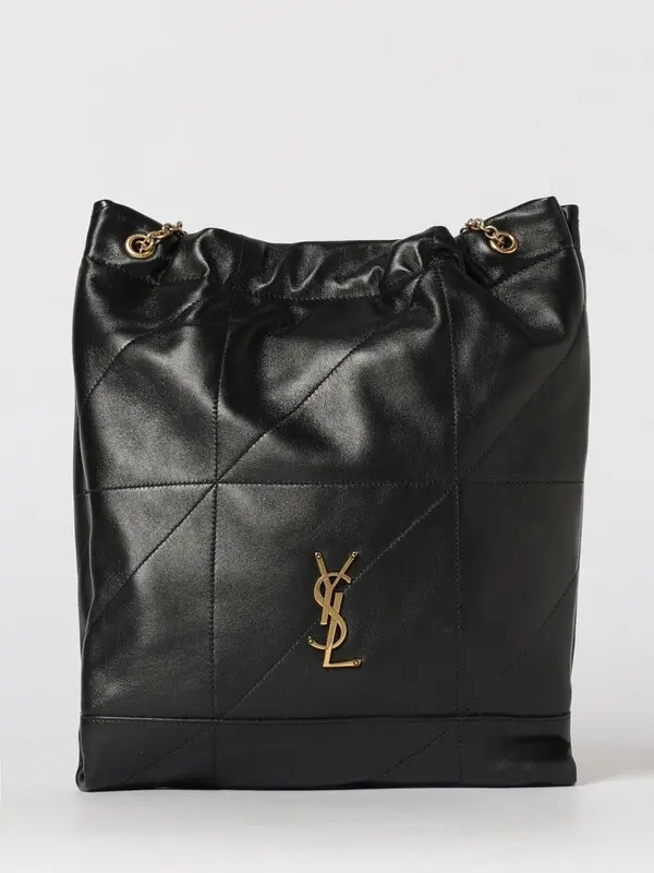 Saint Laurent Quilted Lambskin Shoulder Bag With Chain Strap - Black