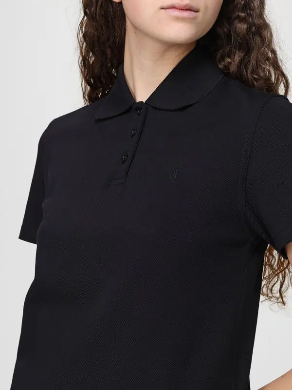 Saint Laurent Short Sleeve Polo Dress - Black