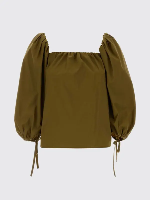 Saint Laurent Puff Sleeve Square Neck Top - Brown