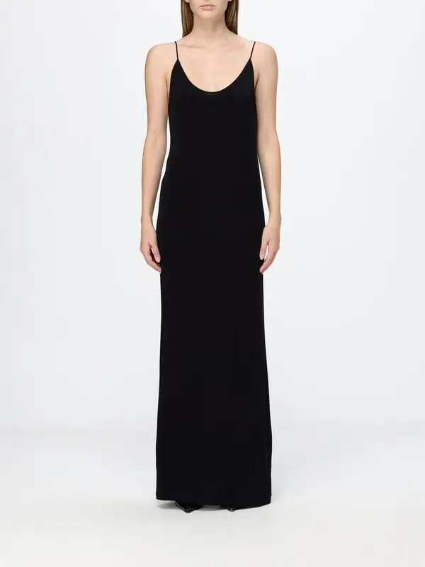 Saint Laurent Viscose Blend Slip Dress - Black