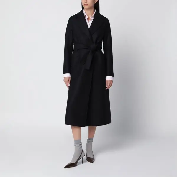 Harris Wharf London Wool Wrap Mini Coat - Black