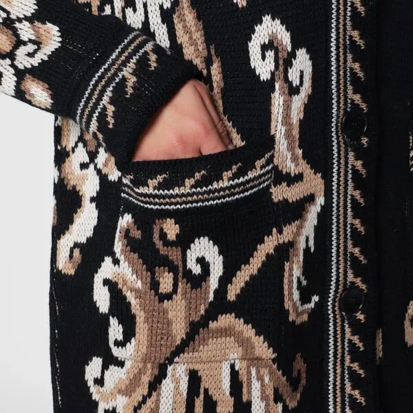 Etro Wool Jacquard Cardigan - Black