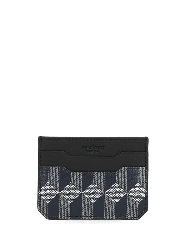 AU DEPART Printed Leather Card Holder - Blue