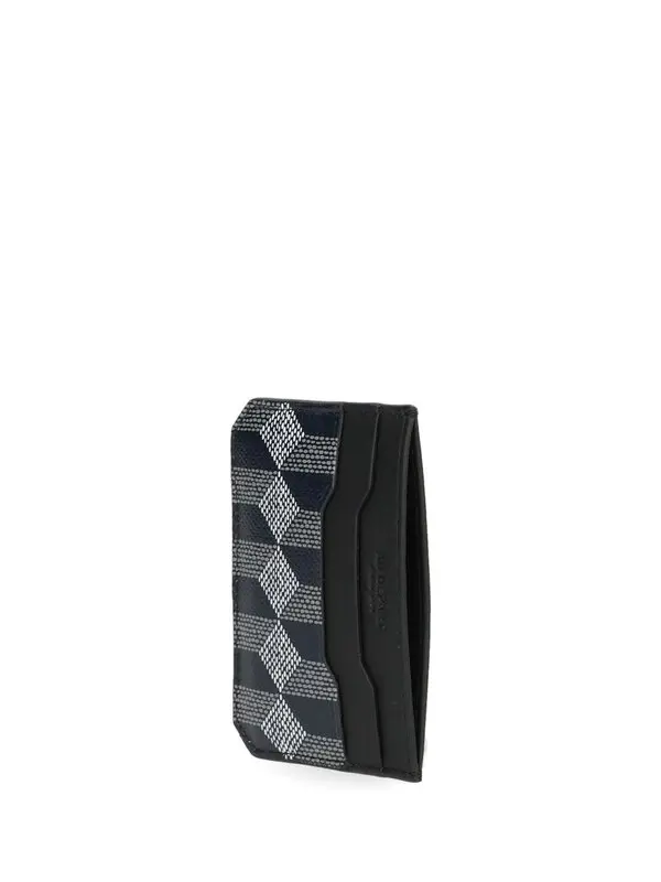 AU DEPART Printed Leather Card Holder - Blue