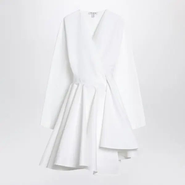Alaïa Asymmetrical Cotton Poplin Dress - White
