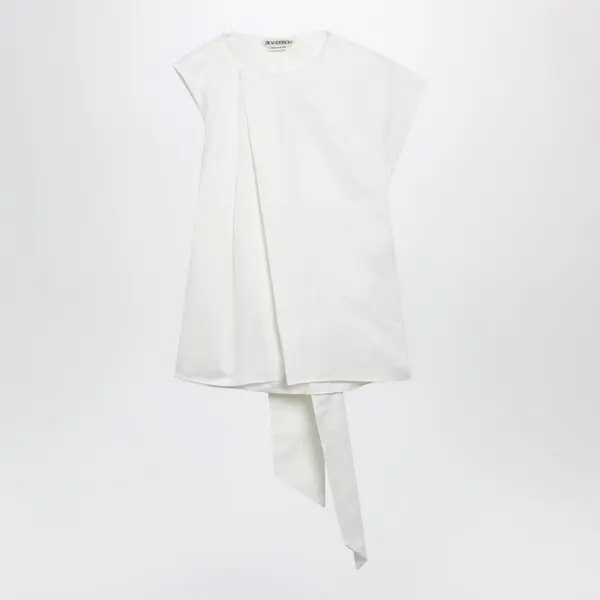JW Anderson Ivory Cotton Top With Self-tie Back Strap - White