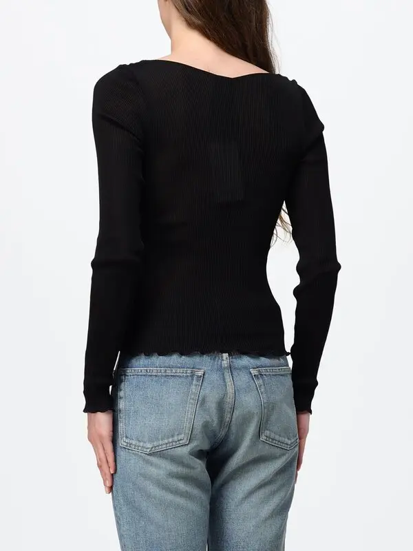 Saint Laurent Ribbed Knit Top - Black