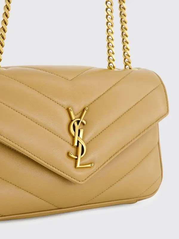 Saint Laurent Quilted Leather Crossbody Bag With Chain Strap - Brown