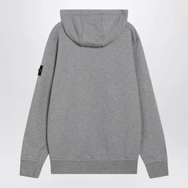 Stone Island Grey Melange Cotton Hoodie