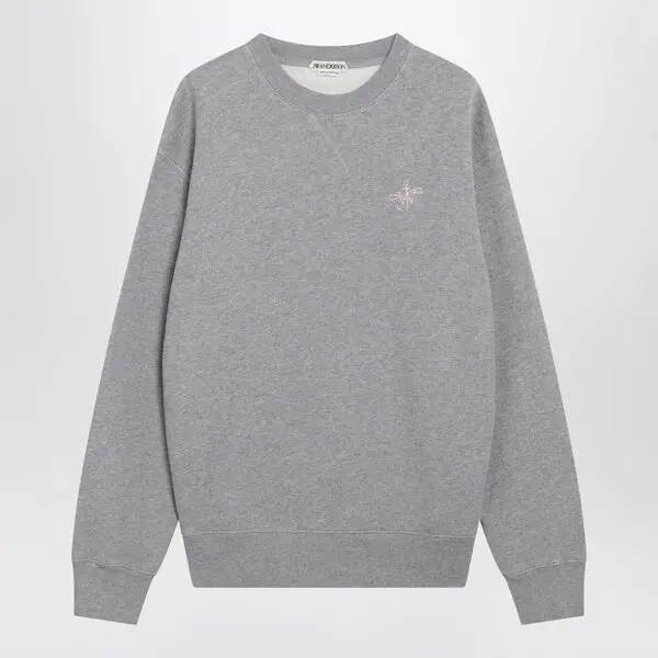 JW Anderson Grey Cotton Sweatshirt With Embroidered Logo - Gray