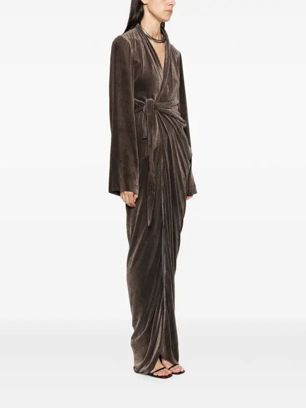 Rick Owens Velvet Draped Wrap Dress