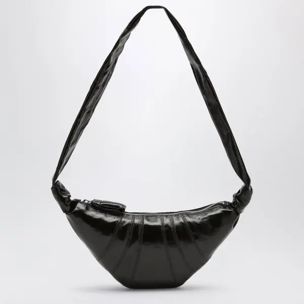LEMAIRE Small Croissant Bag In Dark Coated Cotton - Green