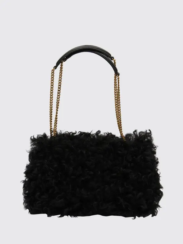 Saint Laurent Shoulder Bag Agnello With Gold Tone Logo - Black