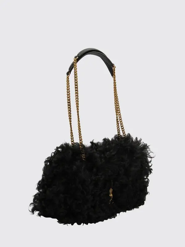 Saint Laurent Shoulder Bag Agnello With Gold Tone Logo - Black